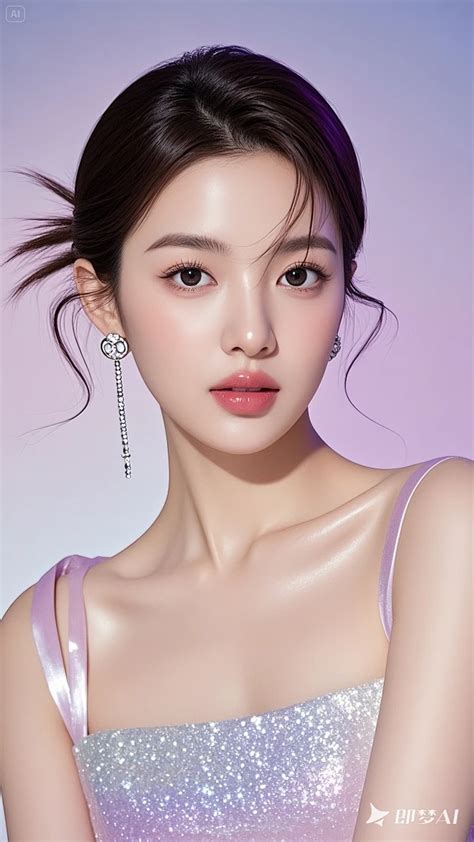 医美高级模特，明星代言人，锁骨高光，幼态甜美五官，高级幼态脸，动态姿势，半身构图，全身构图，高级夸张服装，苹果肌高光处理，清新精致妆容，发型