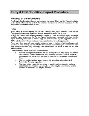 Fillable Online Entry Exit Condition Report Procedure Fax Email Print PdfFiller