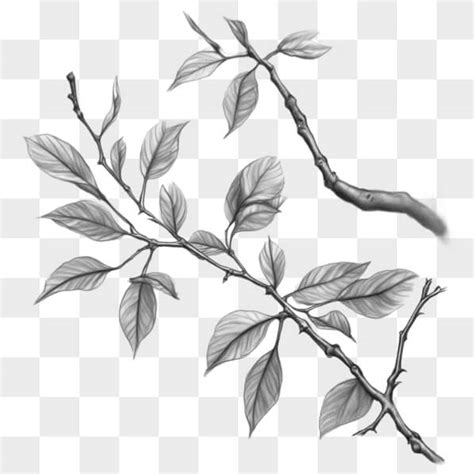 Download Tree Branch Drawing In Pencil Sketches Online Creative Fabrica
