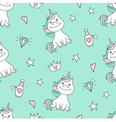 Unicorn Pattern Magic Unicorns And Stars Vector Image