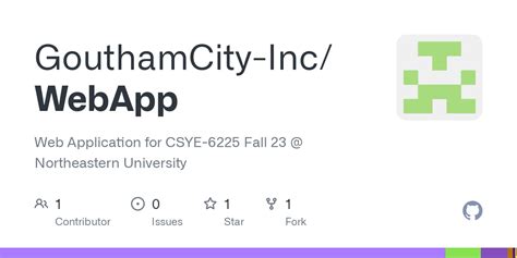 GitHub GouthamCity Inc WebApp Web Application For CSYE Fall Northeastern University
