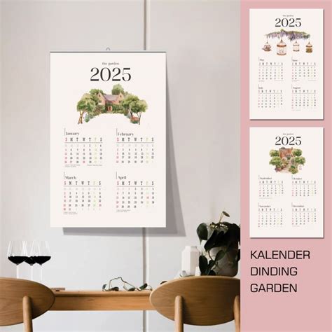Pso Kalender Dinding Tempel Tahun 2025 Cute Shabby Aesthetic Dekorasi