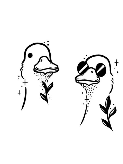 Two Trendy Goose Goose Simple Drawing Minimalism Aesthetics Cool