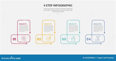 4 Points Template Infographic Outline Style With 4 Point Step Template With Creative Line