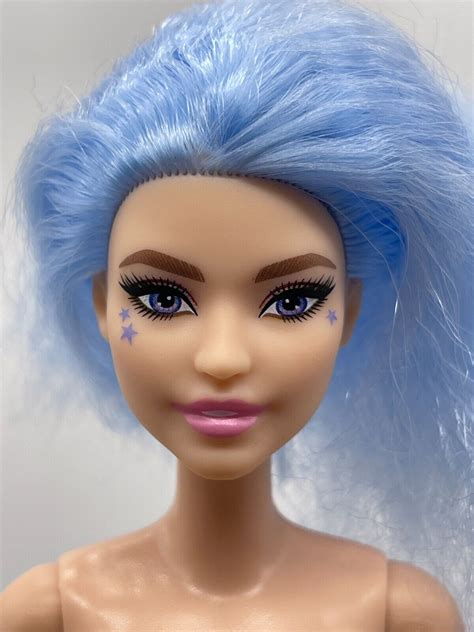 Barbie Fashionistas 170 Doll Daya Face Blue Crimped Hair Nude 2021 Flat