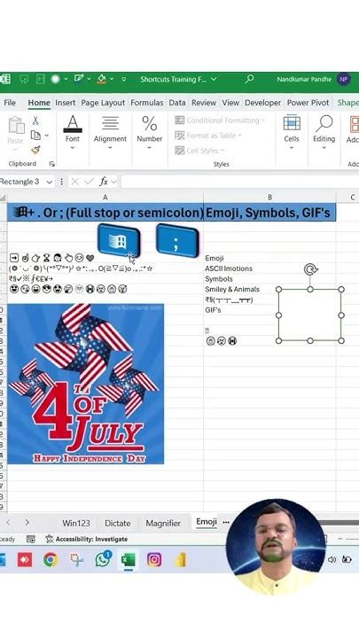 Shortcut 1 To Insert Emoji  Symbols Shortcuts Exceltips Exceltech