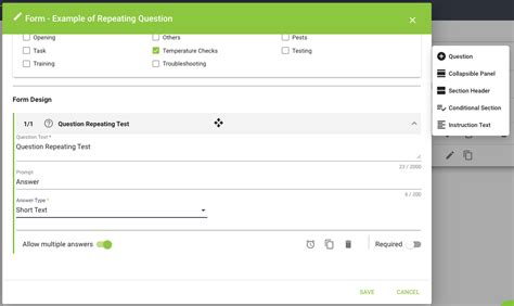 Using A Repeating Question Or Section In A Custom Form Safe Food Pro