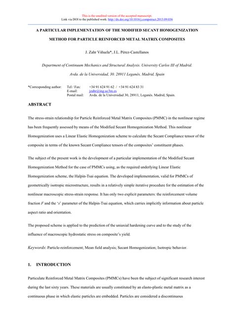 Pdf A Particular Implementation Of The Modified Secant Homogenization