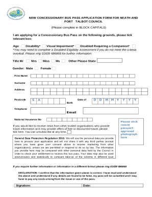 Concessionary Bus Pass Application Doc Template PdfFiller