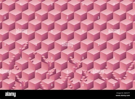 Abstract Geometric Pattern With Square Shape 3d Cube Pink Color Background Vector Illustration