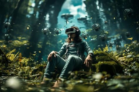 Premium AI Image A Man Wearing A Vr Headset