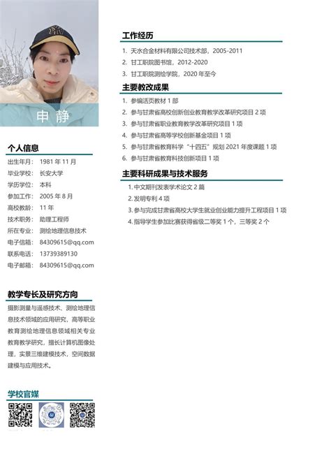 师资队伍专业师资 甘肃工业职业技术大学测绘学院