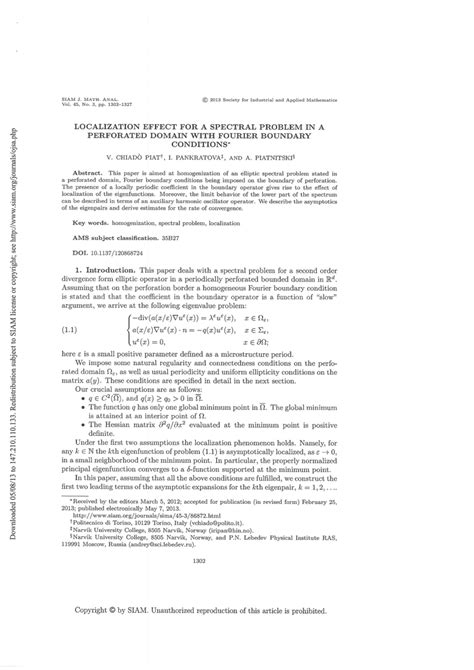 Pdf Localization Effect For A Spectral Problem In A Perforated Domain With Fourier Boundary