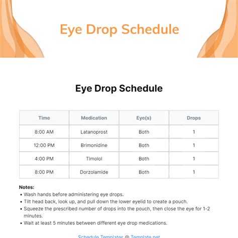 Free Eye Drop Schedule Template To Edit Online