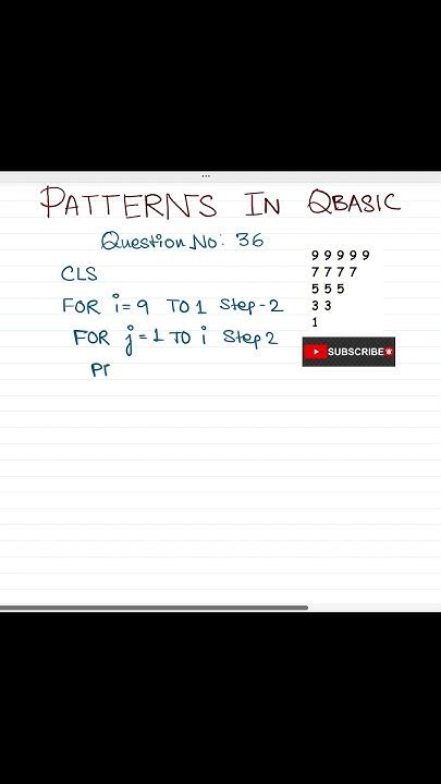 Qbasic Patternpart 36youtubeshorts Shots Qbasic Sort Programs In Qbasicdouble For Loop