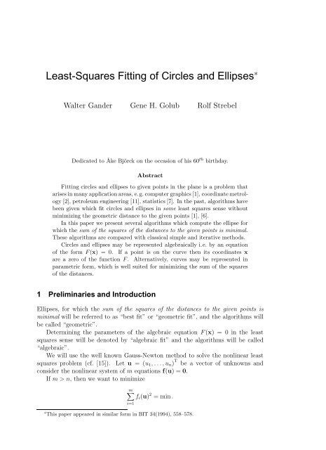 Least Squares Fitting Of Circles And Ellipses
