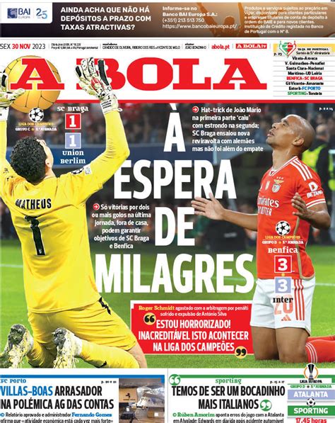 Capa Jornal A Bola 30 Novembro 2023 Capasjornaispt