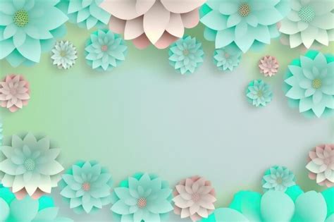 Premium Ai Image Soft Mint Background Silhouettes Flowers Postcard
