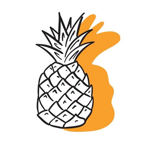 벡터 손으로 그린 파인애플 색칠하기 책 그림 프리미엄 벡터