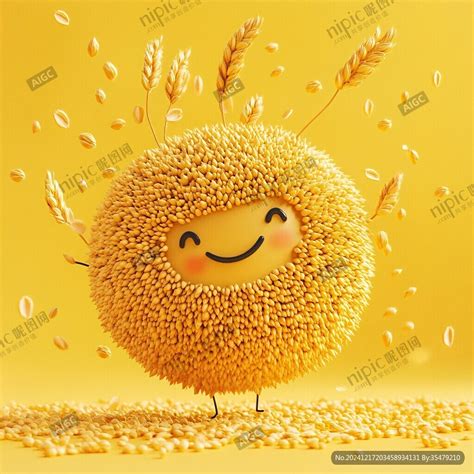 Ai创作图粗粮创意 芝麻创意 开心的大米 米粒小人 创意粗粮 原创黄豆卡通形象 黄米创意 粮食创意 颗粒质感插画 麦粒插画 Q版黄豆 开心芝麻