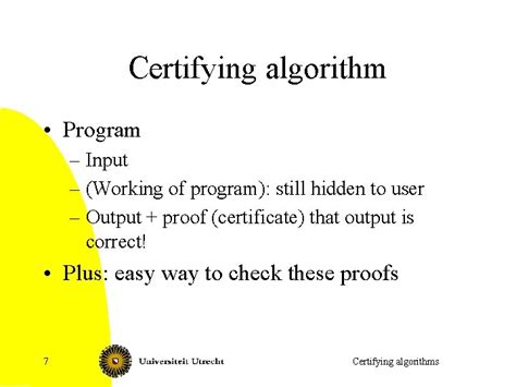 certifying algorithms algorithms and networks certifying algorithms what