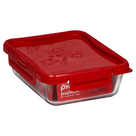 Pyrex 4 Lock 6 Cup Rectangle Storage Container With Red Lid Shop Food