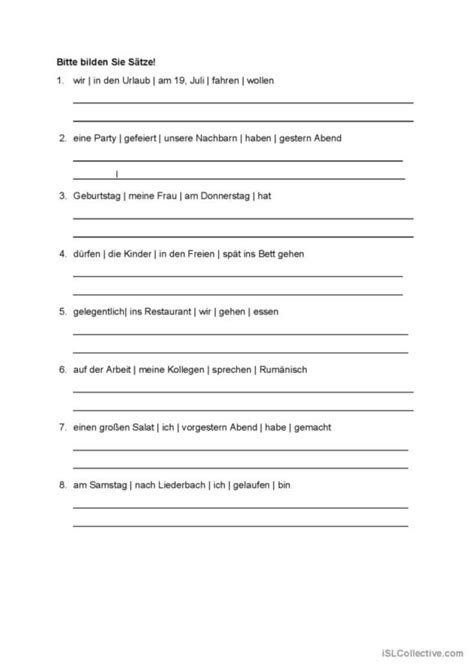 Satzbildung Deutsch Daf Arbeitsbl Tter Pdf Doc