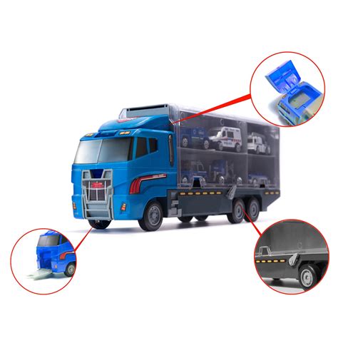 Комплект кола камион за стрелба камион с 6 полицейски превозни средства дължина 36 см с