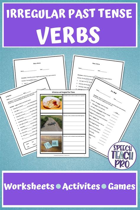 Irregular Past Tense Verbs Speech Therapy Activities Grades 3 5