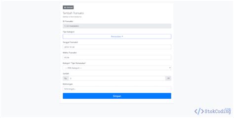 Aplikasi Catatan Keuangan Berbasis Web Codeigniter Stokcoding