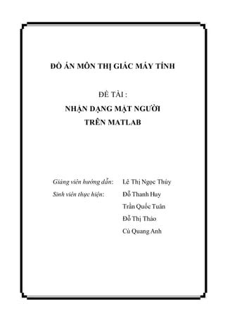 Nhận dạng mặt người bằng thuật toán PCA trên Matlab PDF