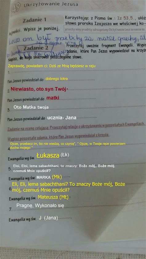 przeczytaj uważnie fragment Ewangelii Wypisz zdania które Pan Jezus wypowiedział na krzyżu