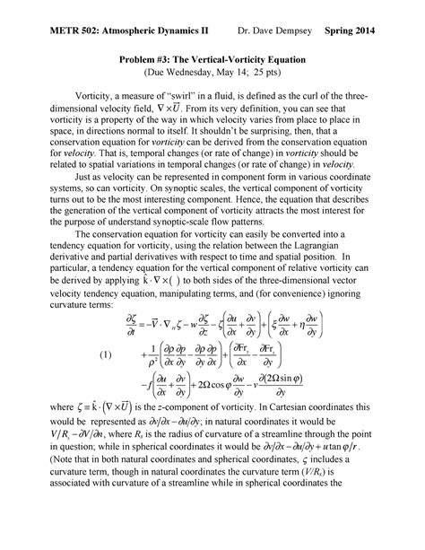 Pr Practical 3 Metr 502 Atmospheric Dynamics Ii Dr Dave Dempsey