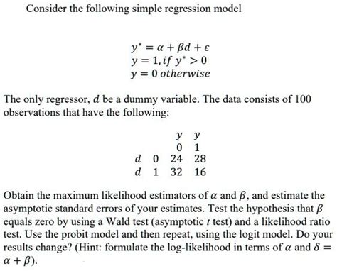 Solved Consider The Following Simple Regression Model Y A Bd