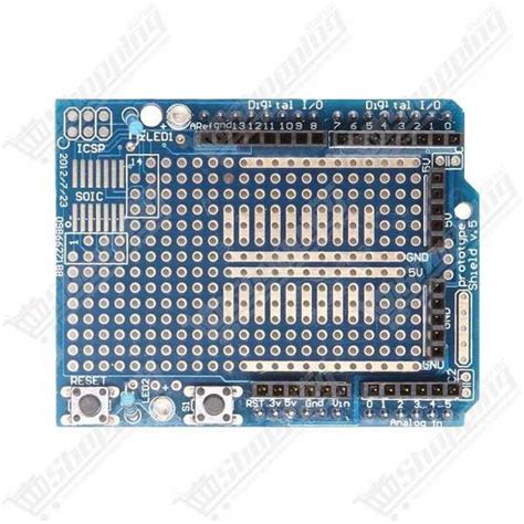 Shield Prototype Expansion Avec 2 Led Et 2 Boutons Pour Arduino Breadboard 170p