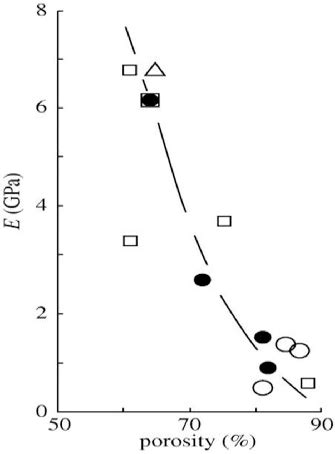 A Graph Demonstrating Reduction In Elastic Modulus As Porosity Download Scientific Diagram