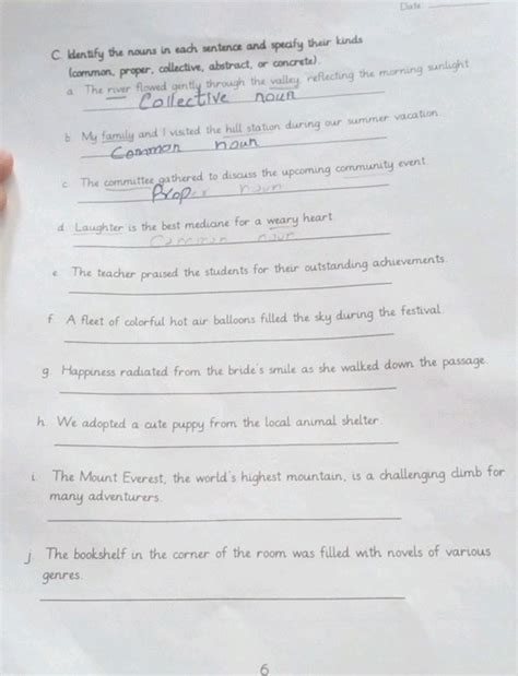 Date C Identify The Nouns In Each Sentence StudyX