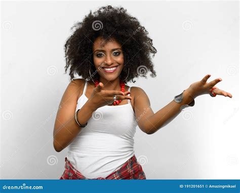 Portrait Of Young Beautiful African Woman With Afro Hair Stock Image