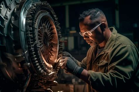 Premium Ai Image An Engineer Works With A Turbine Generative Ai