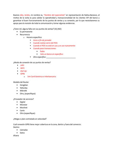Scripts Para Visitas Especializadas Pdf Enrutador Computación