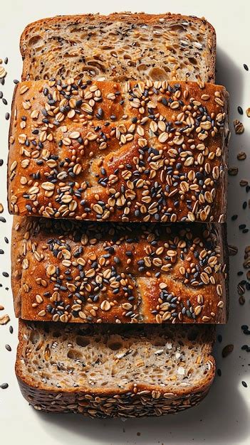 Slice Of Multigrain Bread On White Background Premium Ai Generated Image