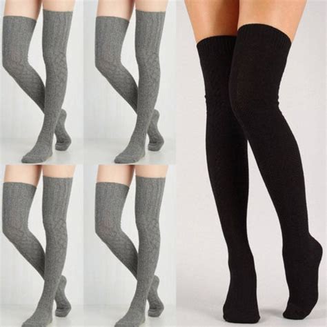 Women Girls Cable Knit Long Boot Sock Over Knee Th Vicedeal