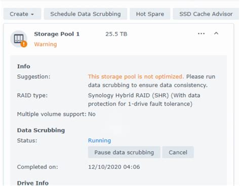 Data Scrubbing Takes Forever With No Progress Indication R Synology