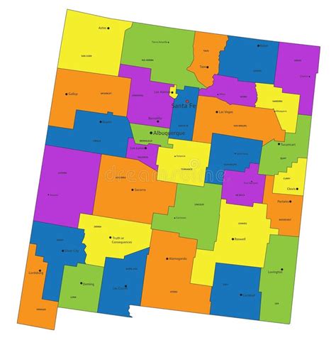 Colorful New Mexico Political Map With Clearly Labeled Separated