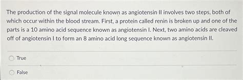 Solved The Production Of The Signal Molecule Known As