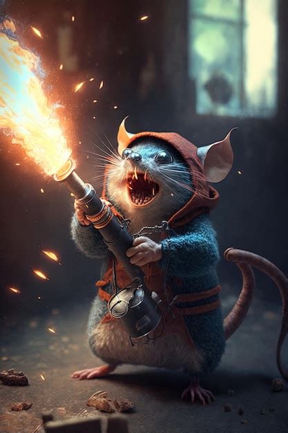 Premium Ai Image A Cat With A Torch And A Fire
