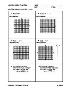 Graphing Radical Functions By The Square Root Teachers Pay Teachers