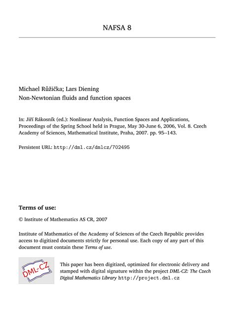 Pdf Non Newtonian Fluids And Function Spaces