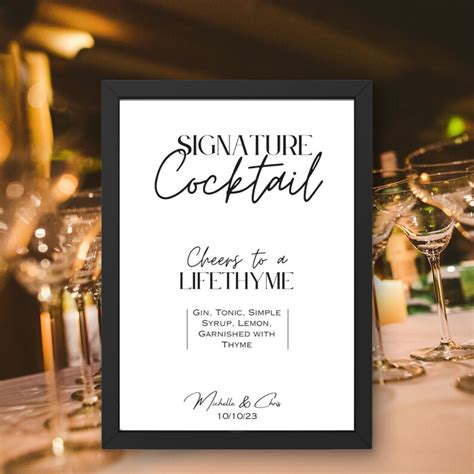 Signature Cocktail Sign Signature Cocktail Signature Drink 5x7