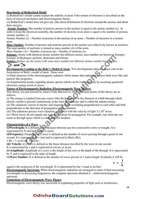Chse Odisha Class 11 Structure Of Atom Notes Odisha Board